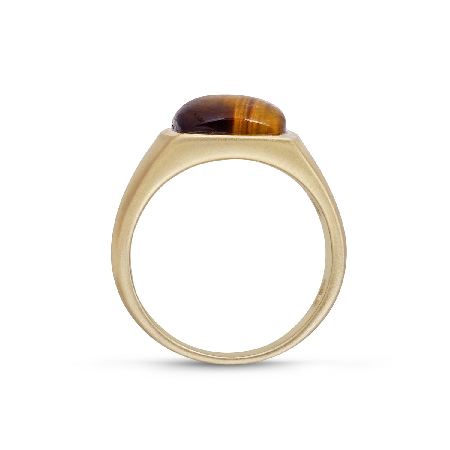 Chatoyant Red Tiger Eye Quartz Stone Signet Ring in 14K Yellow Gold Pl ...