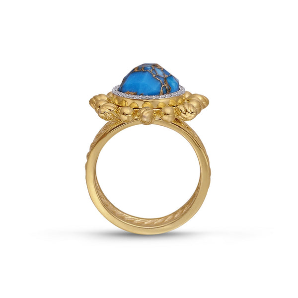 Rise & Shine Turquoise & Diamond Detachable Sun Ring in 14K Yellow Gol ...