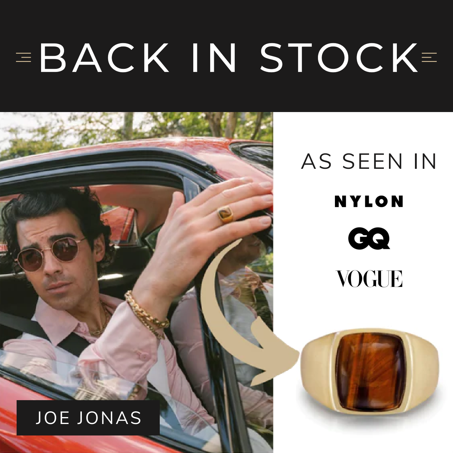 Chatoyant Red Tiger Eye Quartz Stone Signet Ring in 14K Yellow Gold Pl ...