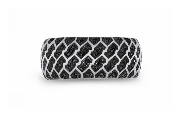 Fast Track Black Rhodium Plated Sterling Silver Tire Tread Black Diamo ...