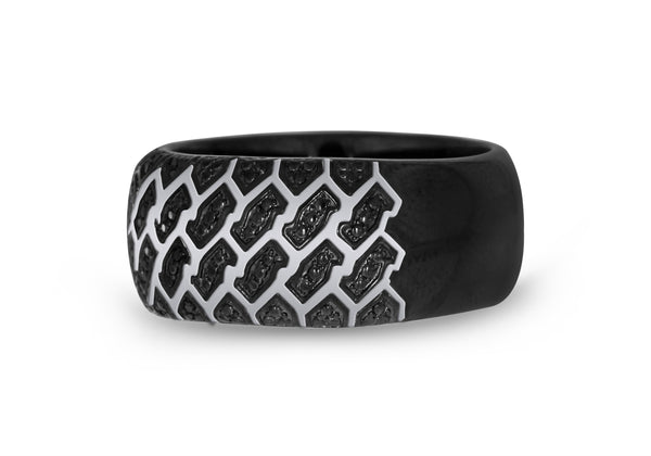 Fast Track Black Rhodium Plated Sterling Silver Tire Tread Black Diamo ...