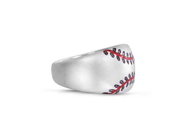 Home Run Baseball Sterling Silver Red Diamond & Enamel Band Ring ...