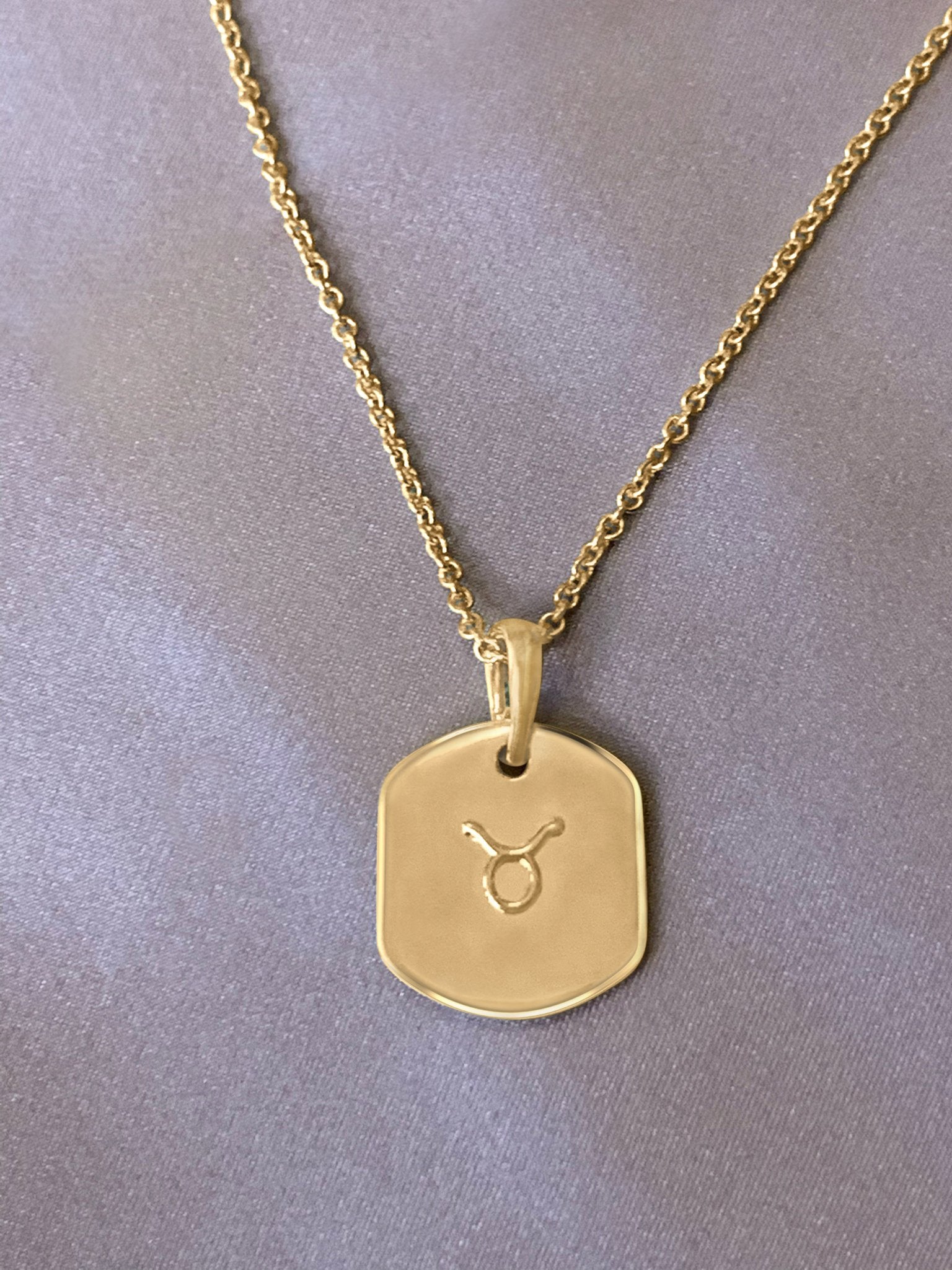 Taurus Bull Emerald & Diamond Constellation Tag Pendant Necklace in 14 ...