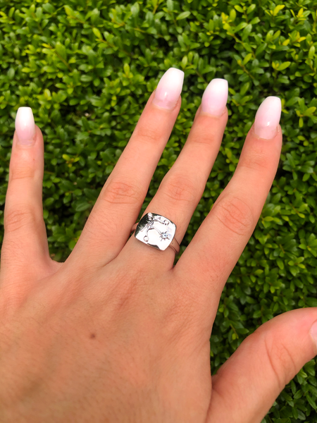 Sagittarius Archer Blue Topaz & Diamond Constellation Signet Ring in 1 ...