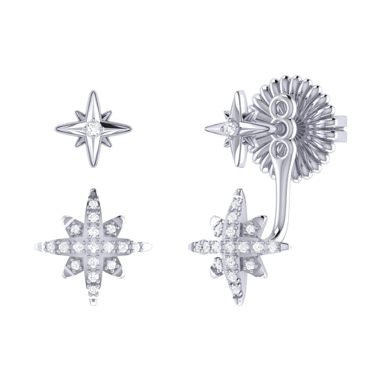 Little Star North Star Diamond Stud Earrings in Sterling Silver ...