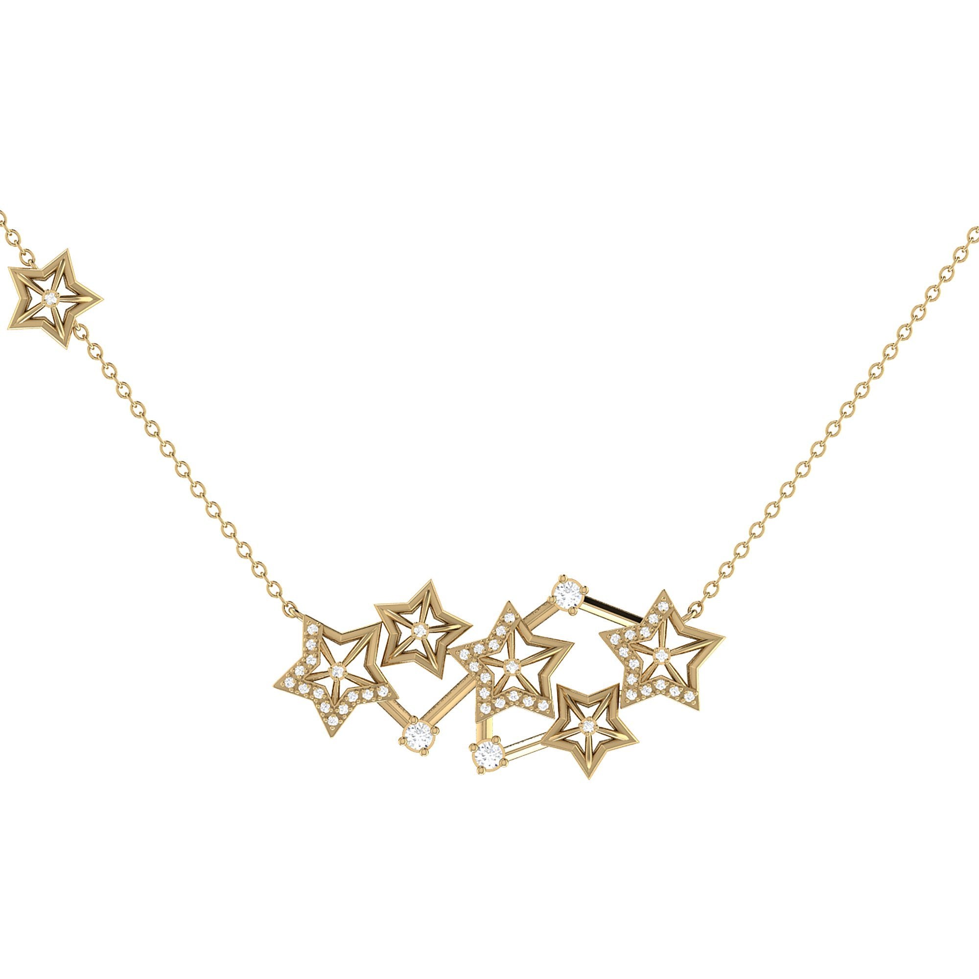 Starburst Constellation Diamond Necklace in 14K Yellow Gold ...