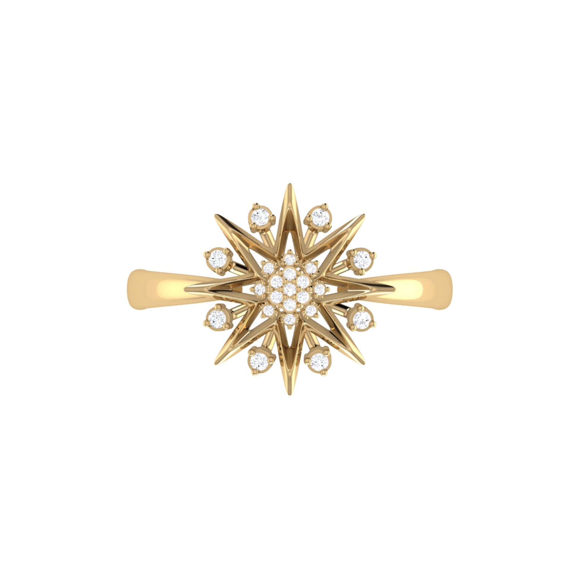 Supernova Star Diamond Ring in 14K Yellow Gold Vermeil on Sterling Sil ...