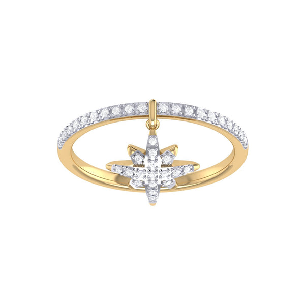 North Star Diamond Charm Ring in 14K Gold Vermeil on Sterling Silver ...