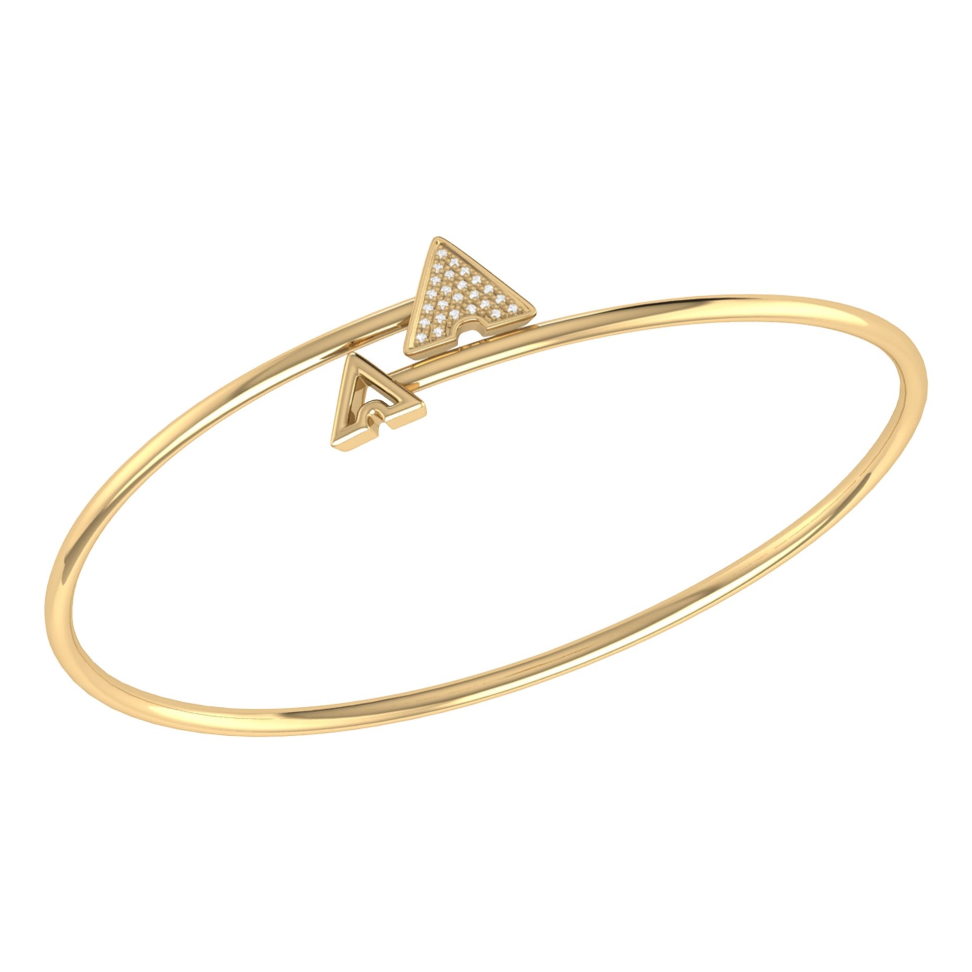 Skyscraper Triangle Roof Adjustable Diamond Bangle in 14K Yellow Gold ...