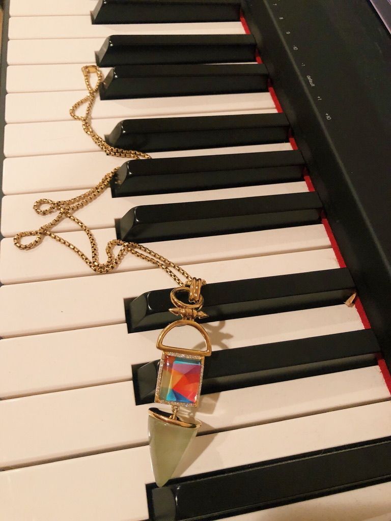 Splashy Flashy Prehnite & Diamond Mosaic Necklace in 14K Yellow Gold P ...