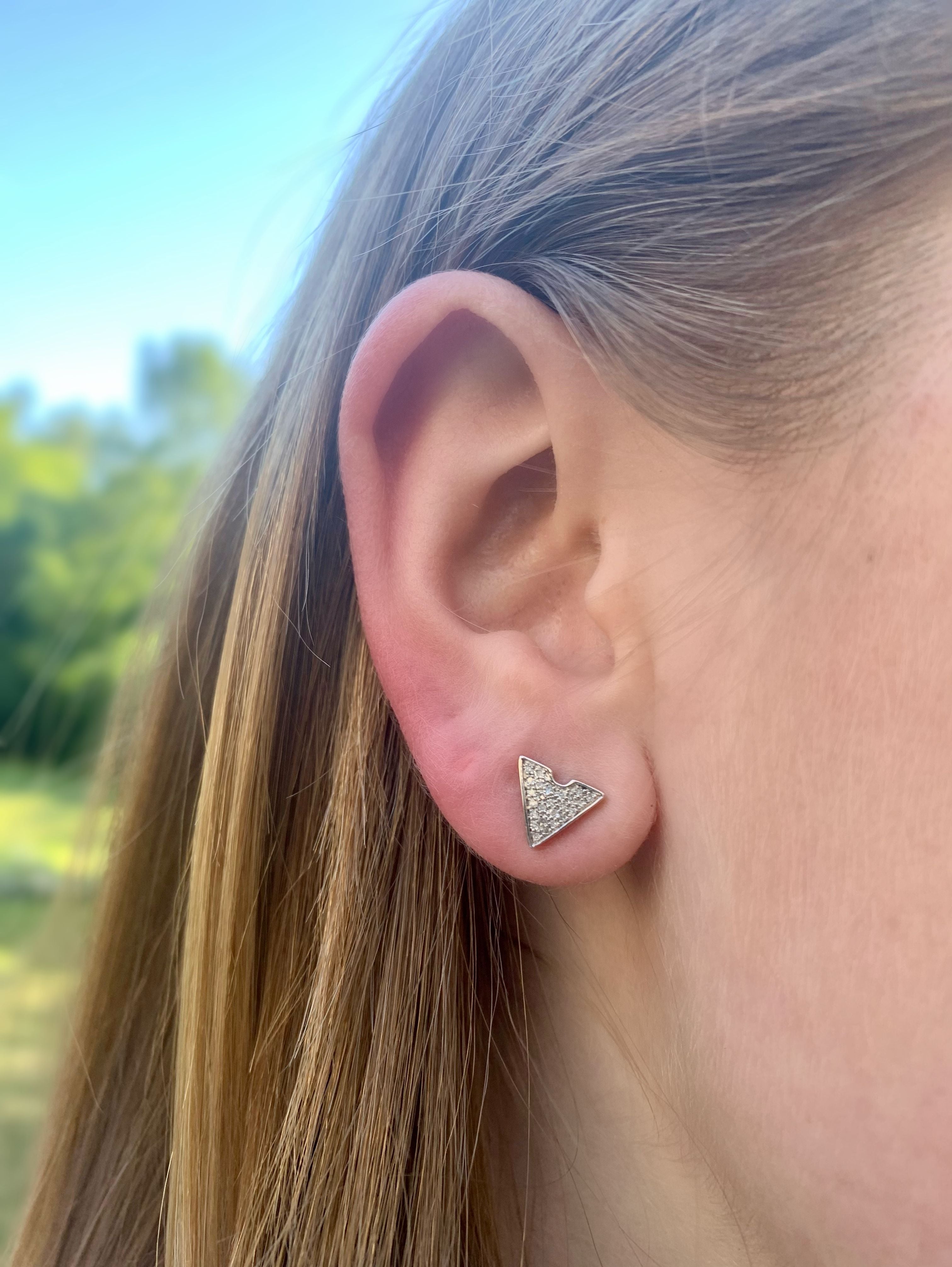 Skyscraper Triangle Diamond Stud Earrings in Sterling Silver – LuvMyJewelry (LMJ)